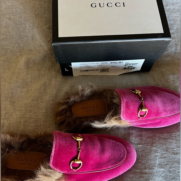 Gucci | Shoes | Brand New Gucci Princeton Fur Muleshot Pink | Poshmark